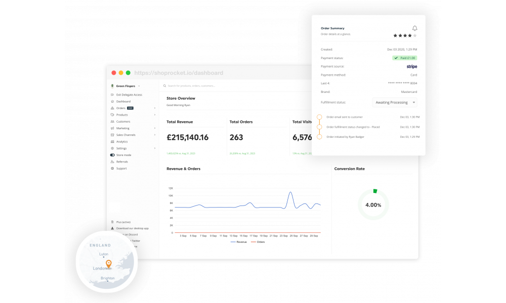 Manage your store from a centralised dashboard - Shoprocket
